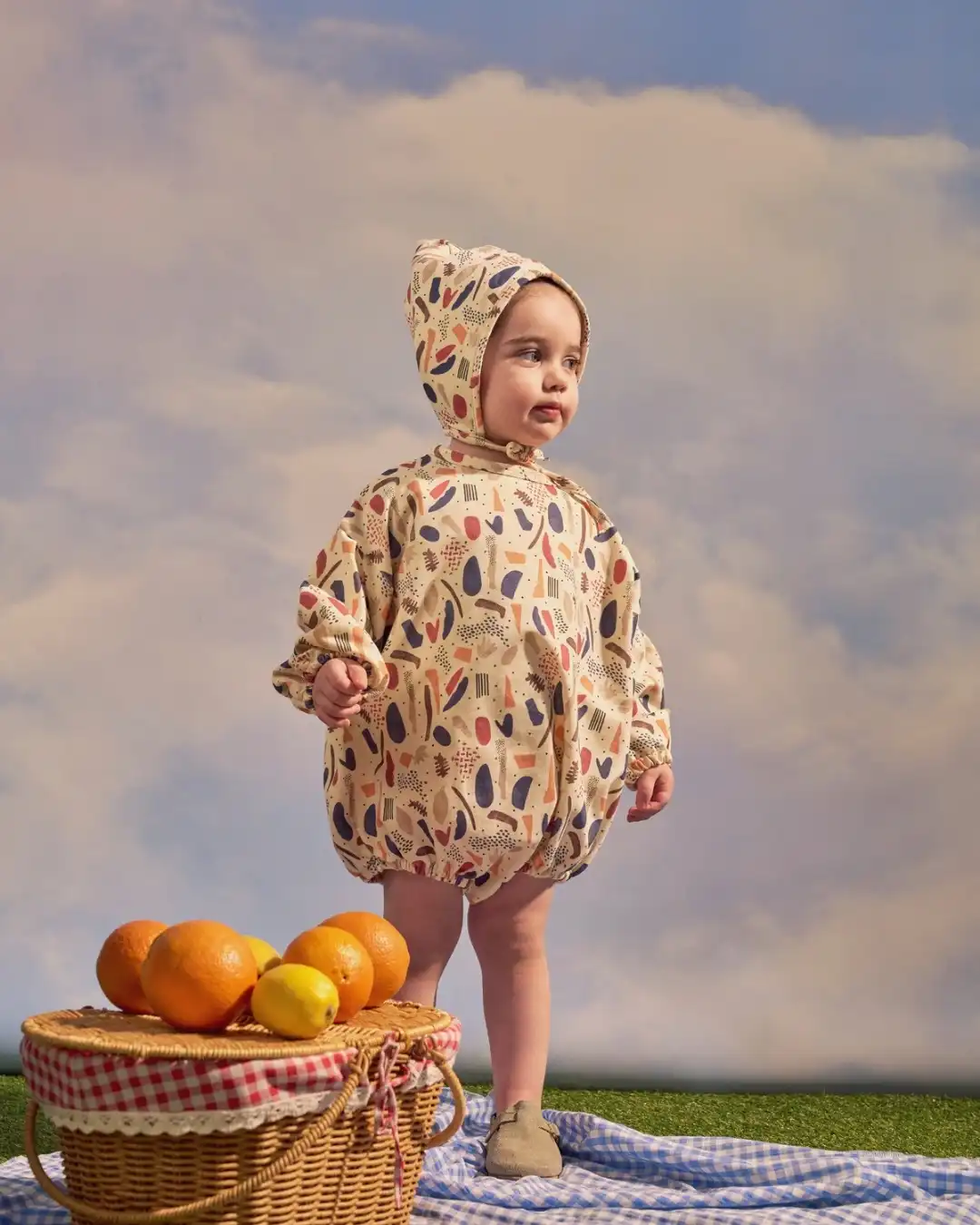 Komplet romper i kapica sa printom Playdots