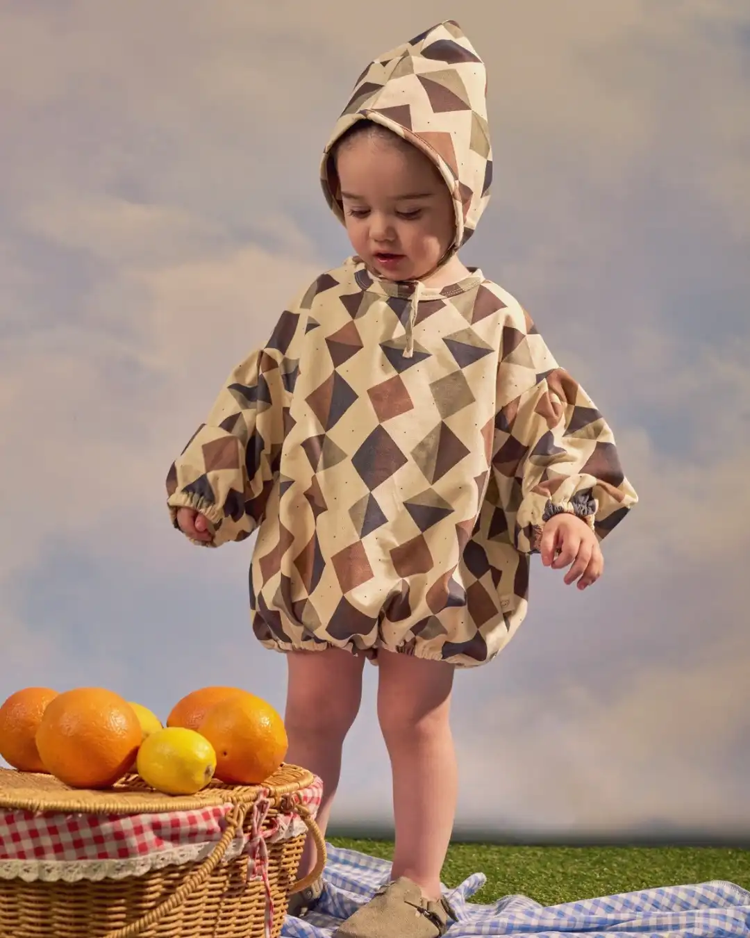 Komplet romper i kapica sa printom Little Shapes