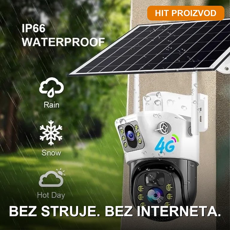 Solarna 4G WiFi kamera sa dva sočiva TP14 — bez struje i interneta, za spoljnu upotrebu