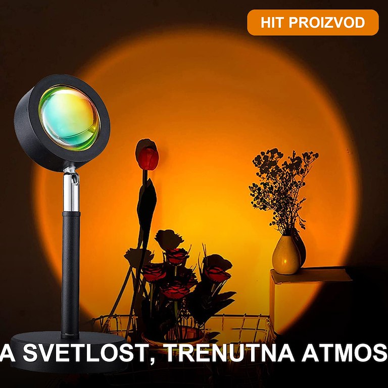 Sunset LED Lampa — Projektor Zalaska Sunca za Spavaću Sobu (USB)