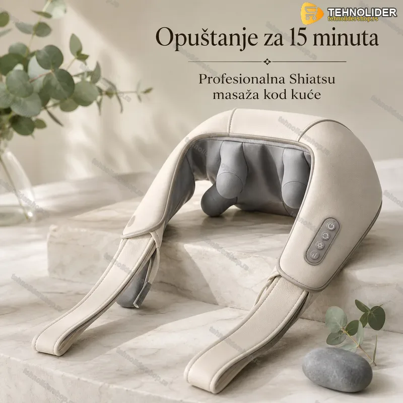 Masažer za vrat i ramena sa grejačem — dubinska Shiatsu masaža