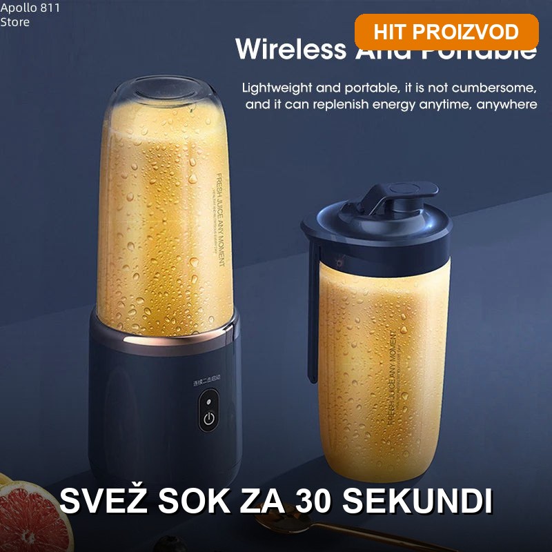 2 u 1 Prenosivi Blender Sokovnik na USB Punjenje — Svež Sok Bilo Gde
