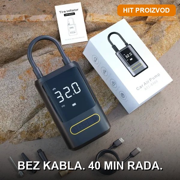 Bežični kompresor za auto gume sa dvostrukom baterijom 2x2000mAh – 150 PSI
