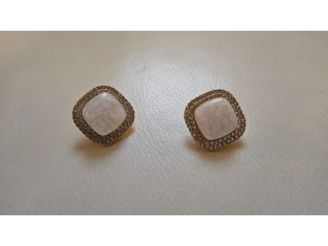 Gold-tone crackle square stud minđuše, novo
