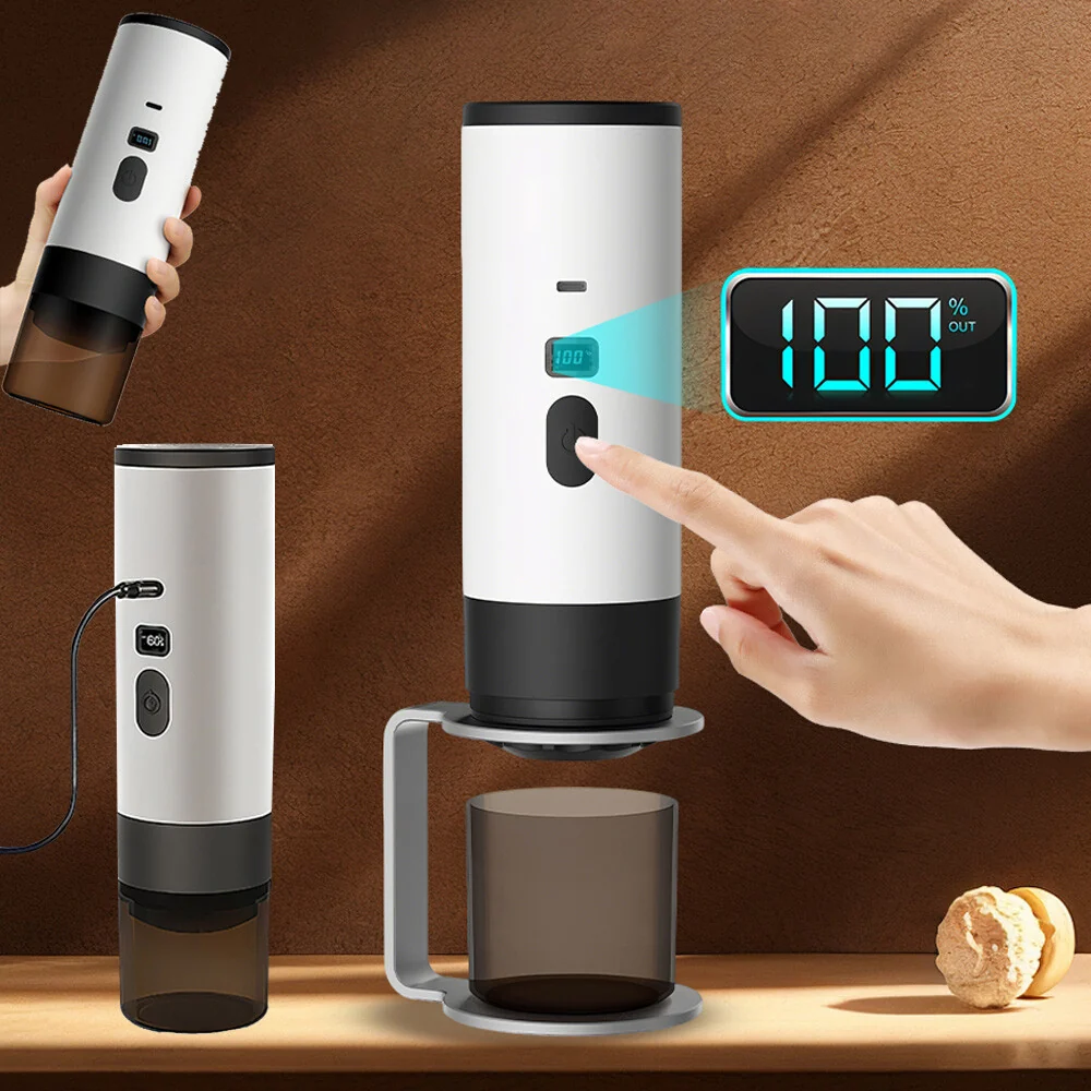 3u1 Prenosiva Espresso Mašina 12V sa Grejanjem Vode, LCD Displejom i Adapterima za Kapsule
