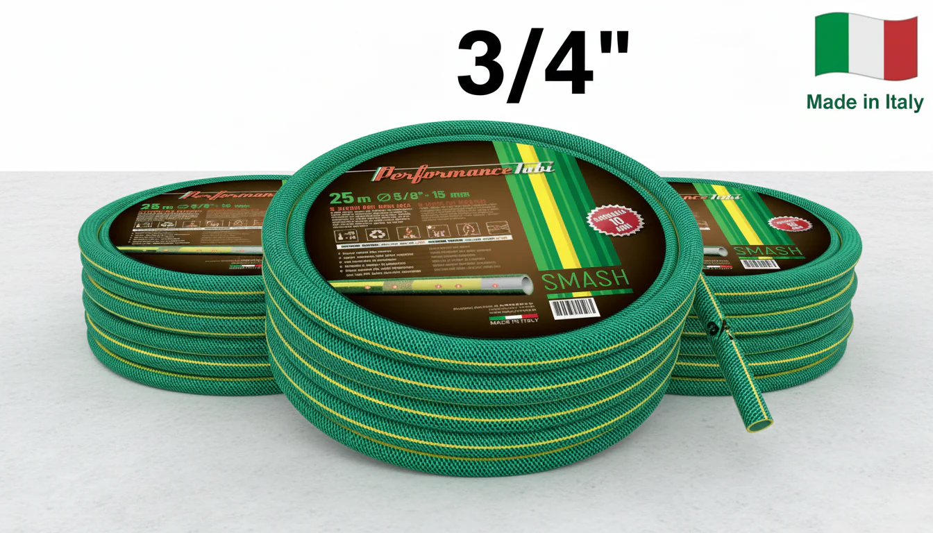 Baštensko Crevo 3/4" SMASH – Petoslojno Armirano Crevo za Vodu 25m i 50m | Profesionalno, Jak Pritisak, Italijanski Kvalitet