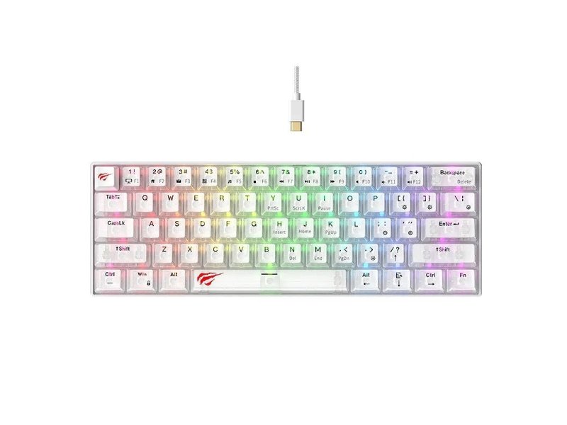 HAVIT KB903L RGB TASTATURA TRANSPARENT-BELA