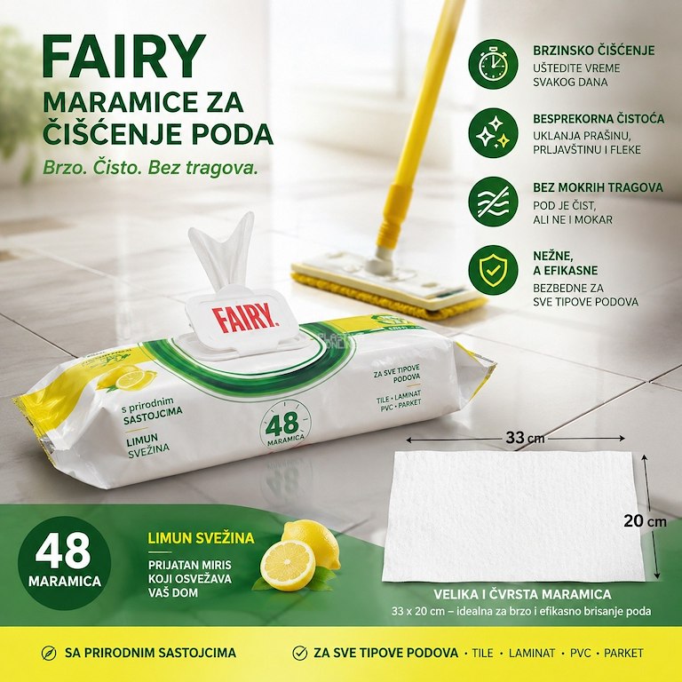 Maramice za čišćenje poda Fairy 50 kom