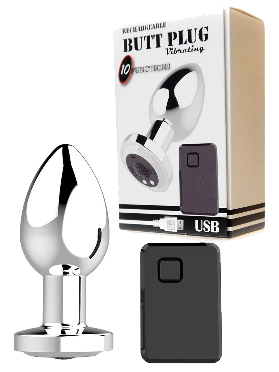 Butt Plug Vibrator USB Silver