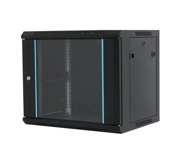 Rack orman nazidni 12U MaxPro Line crni 600x600mm sa staklenim vratima