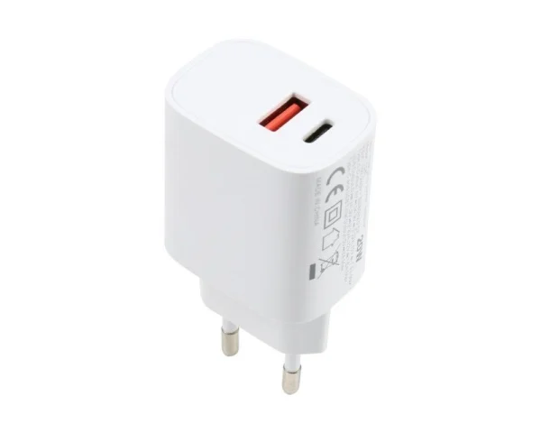 Kućni punjač Fast Asia 20W USB-A i USB-C beli