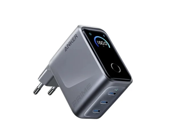 Zidni punjač Anker Prime 160W GaN 3x USB-C srebrni
