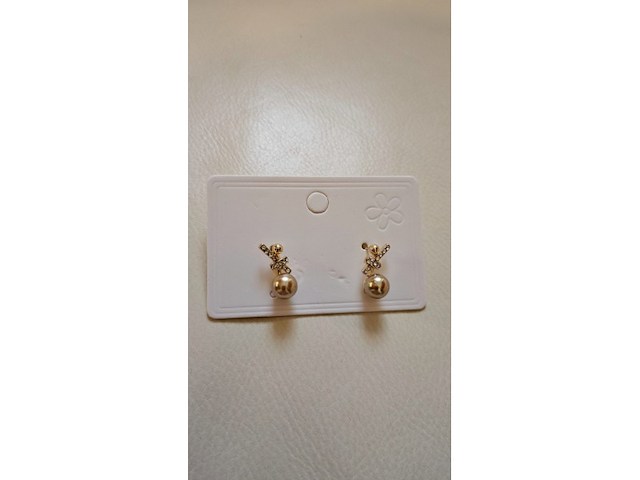 Gold-toned bow crystal-embellished stud minđuše, novo