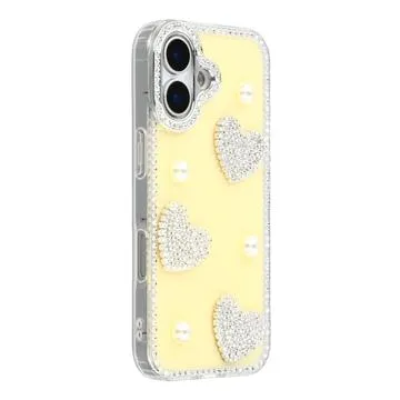 IPHONE 17 SPARKLING LOVE AND PEARL HYBRID CASE