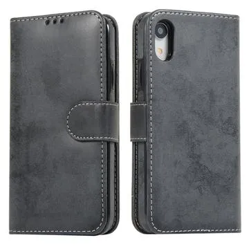 IPHONE XR VINTAGE 2-IN-1 WALLET CASE WITH REMOVABLE COVER - BLACK
