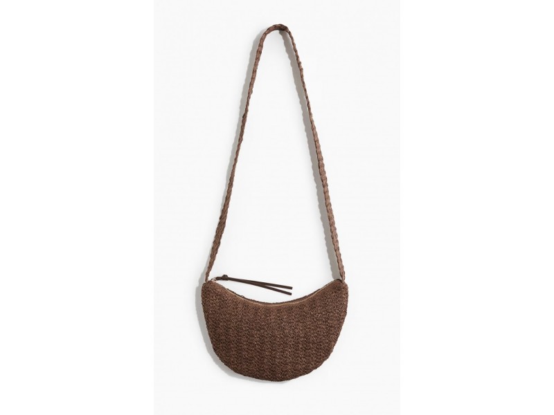 *H&M* Nova braon slamnata torba u obliku polumeseca