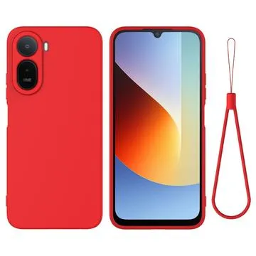 XIAOMI POCO C81 PRO LIQUID SILICONE CASE WITH HAND STRAP - RED