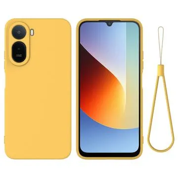 XIAOMI POCO C81 PRO LIQUID SILICONE CASE WITH HAND STRAP - YELLOW
