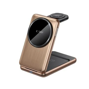 TECH-PROTECT QI15W-A42 3-IN-1 FOLDABLE MAGSAFE WIRELESS CHARGER (OPEN BOX - BULK SATISFACTORY) - DESERT GOLD