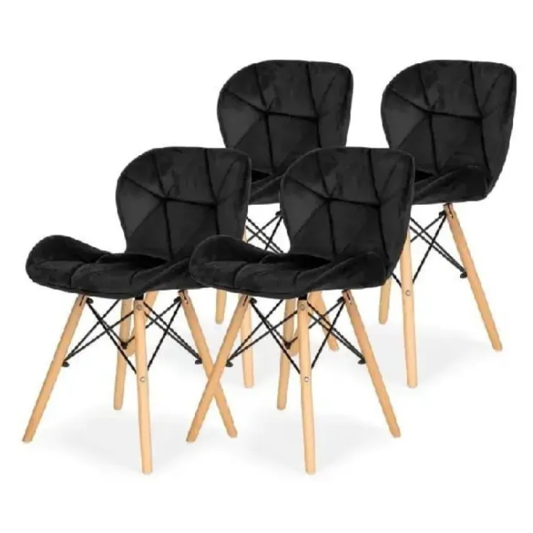 Set trpezarijskih plišanih stolica 4 kom Freja crna Lemon 25-KS011SET