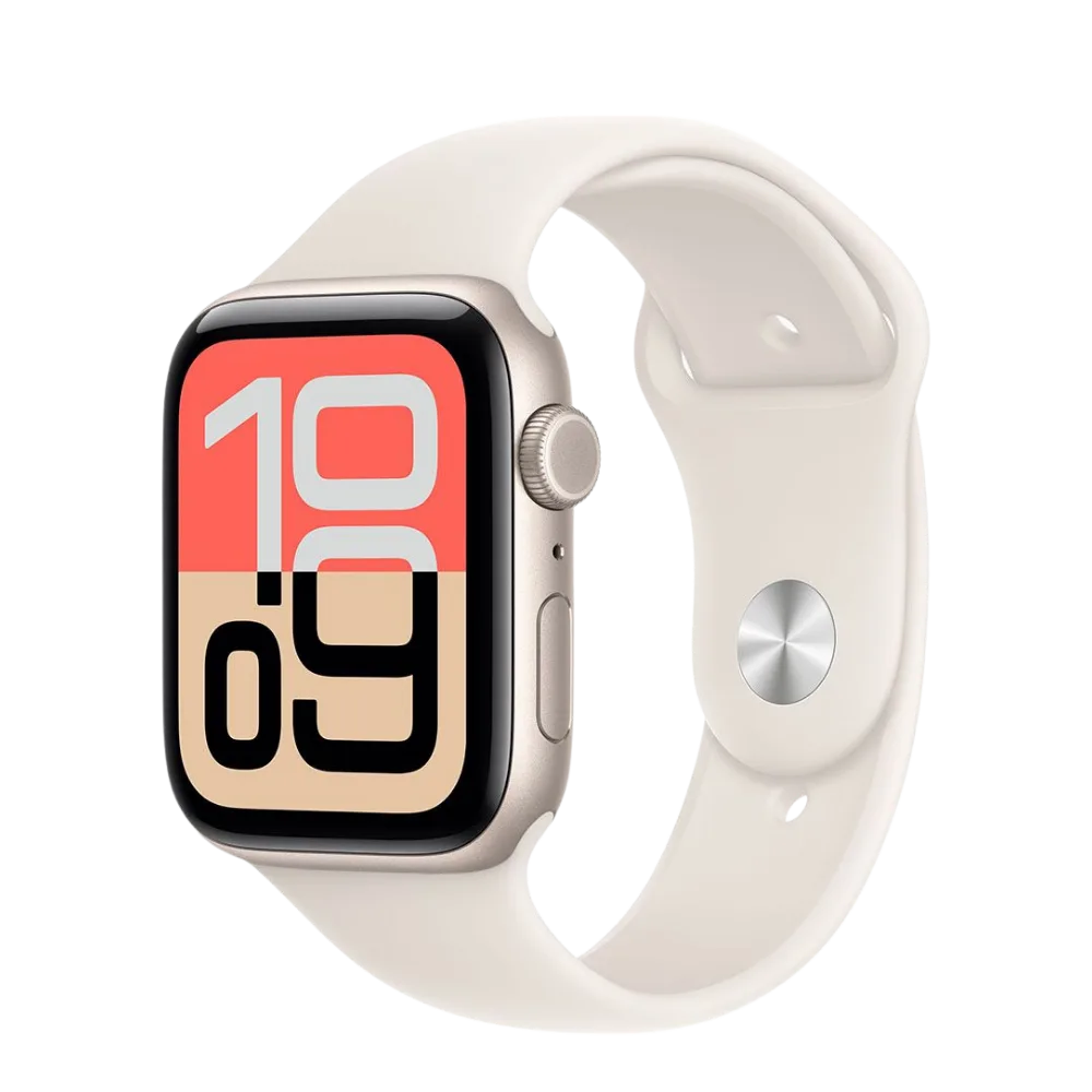 Apple Watch SE 3 Cellular 44mm Starlight Aluminium Case with Starlight Sport Band – S/M, (mepe4rk/a)