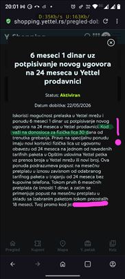 Ustupam dobijenu ✨Yettel promociju 6 meseci po 1 d