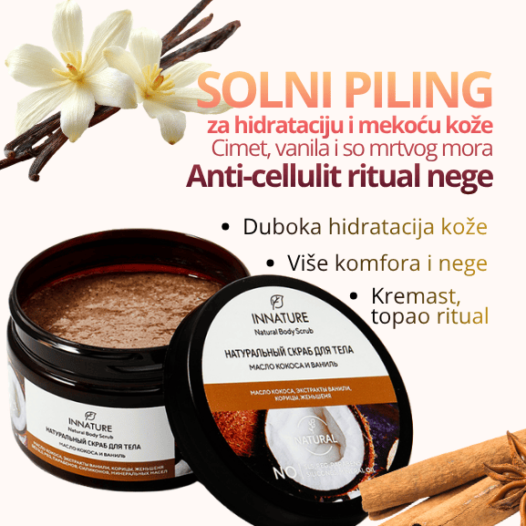 INNATURE Solni piling cimet i vanila — hidratacija 250 ml