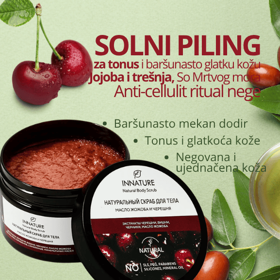 INNATURE Solni piling jojoba i trešnja — baršunasta koža 250 ml
