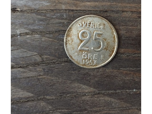 SVEDSKA 25 ORE 1957 SREBR0
