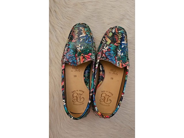 Carlo Florense graffiti print loafers, novo koža