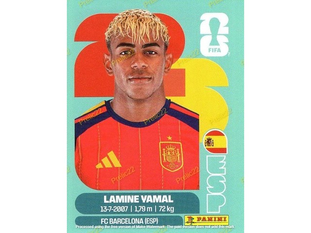 FIFA WORLD CUP 2026 broj ESP15 Lamine Yamal (čitaj opis