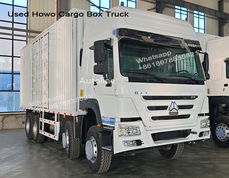 Howo Used Howo Cargo Box Van Truck 12 Tires for Sale kamion furgon