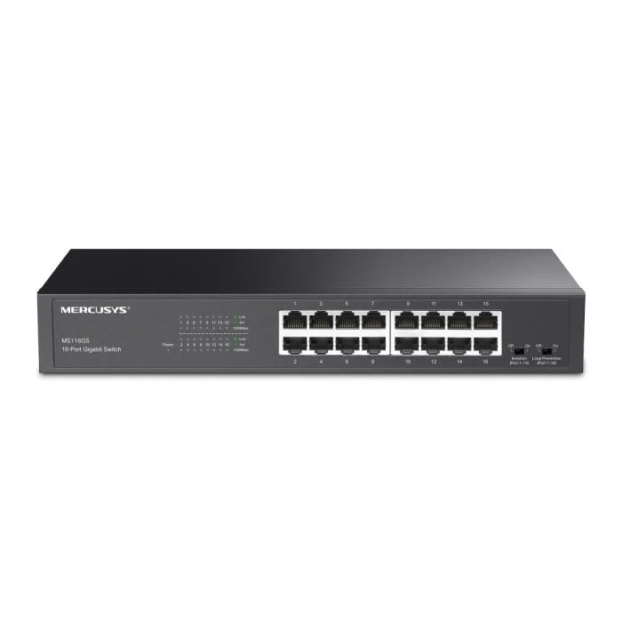 Mercusys MS116GS - 16-port Gigabit desktop/rackmount svič, Auto-MDI/MDIX, izolacija