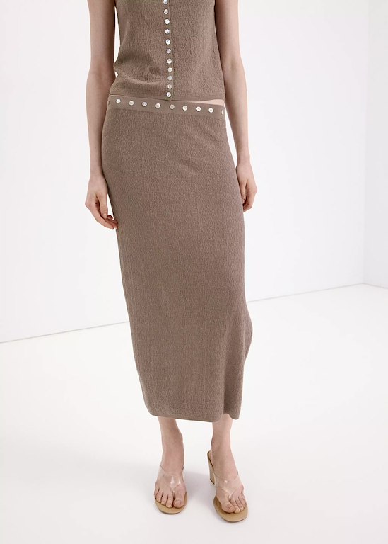 BUTTON SKIRT WITH SIDE SLIT