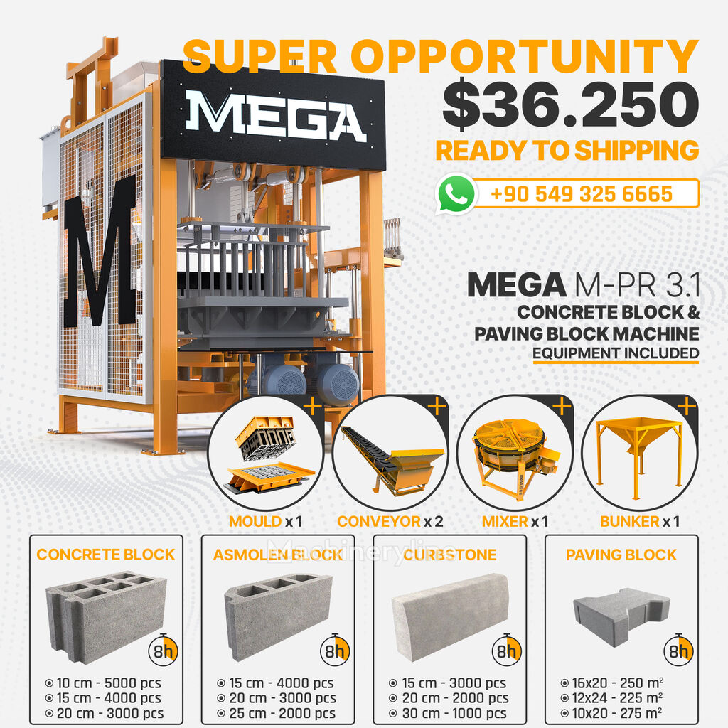 Nova Mega Semi-Automatic Concrete Block Production Line | 3.000 Concrete B oprema za proizvodnju betonskih blokova