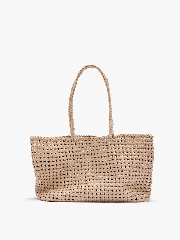 WOVEN LEATHER SHOPPER BAG