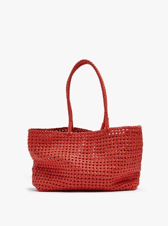 WOVEN LEATHER SHOPPER BAG