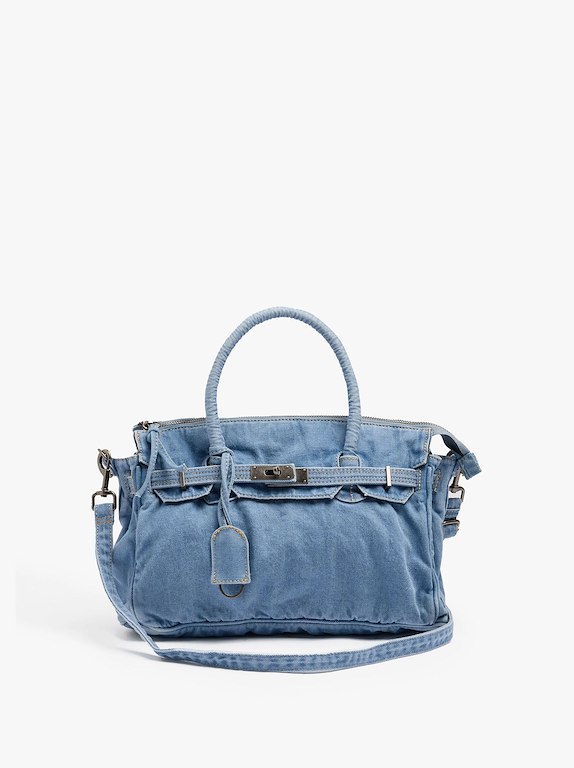 TOTE DENIM BAG WITH CROSSBODY BAG