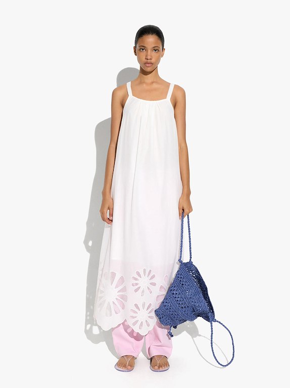 DRESS WITH FLORAL EMBROIDERY AND PERFORATED 100% COTTON