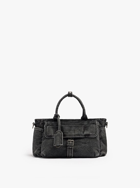 TOTE DENIM BAG WITH CROSSBODY BAG