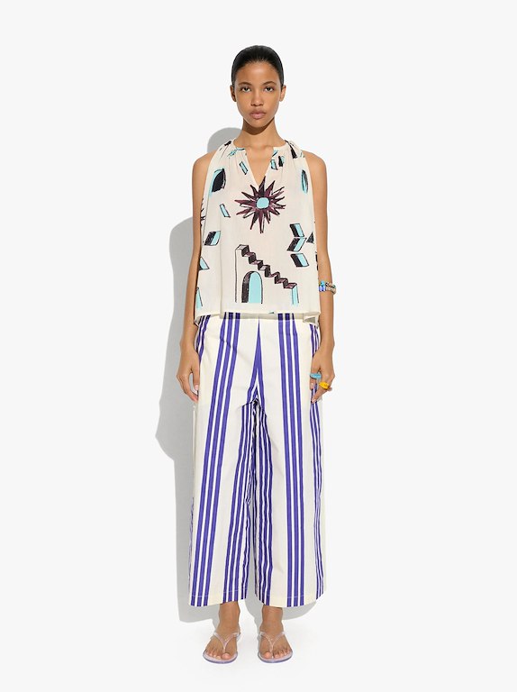 TOP PRINTED WITH MANDARIN COLLAR