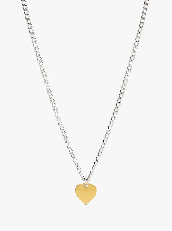 BICOLOR NECKLACE WITH HEART - STAINLESS STEEL