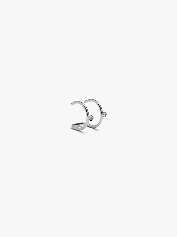 DOUBLE EARCUFF WITH CRYSTALS - STAINLESS STEEL