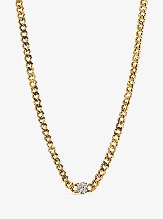 LINK NECKLACE WITH CRYSTAL - STAINLESS STEEL