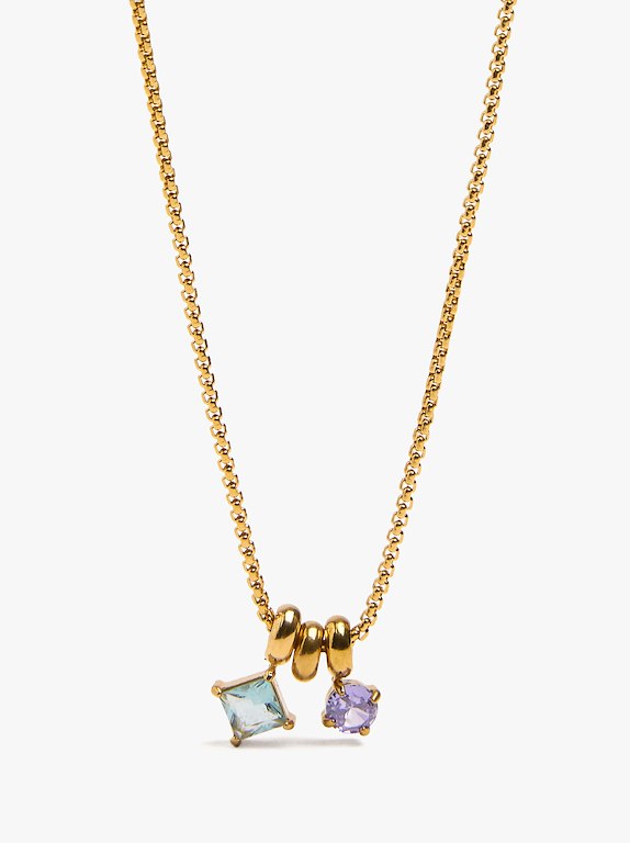 NECKLACE WITH CRYSTAL PENDANTS - STAINLESS STEEL