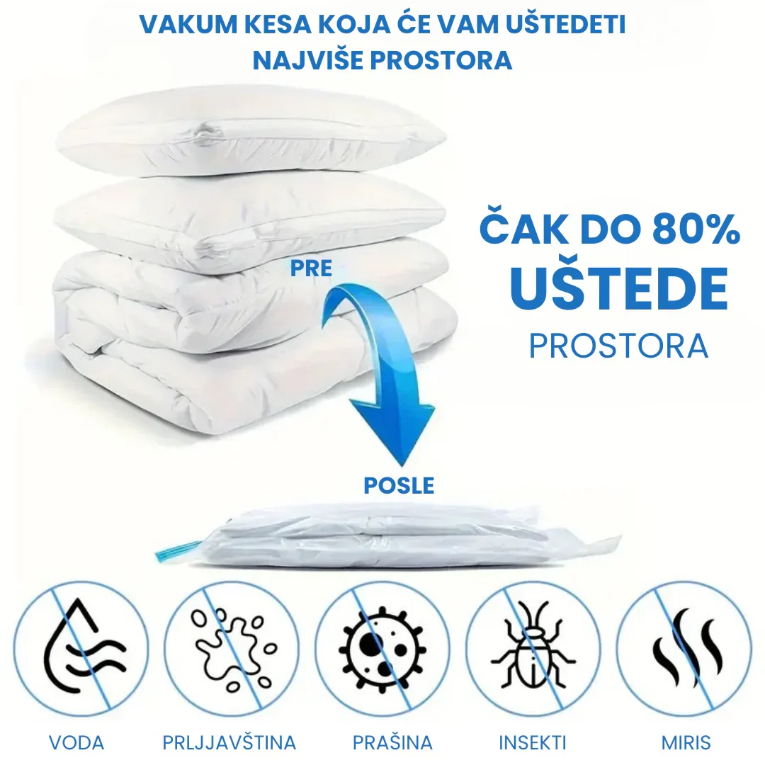 Vakum Kese za Garderobu 10 Komada + Poklon Pumpa