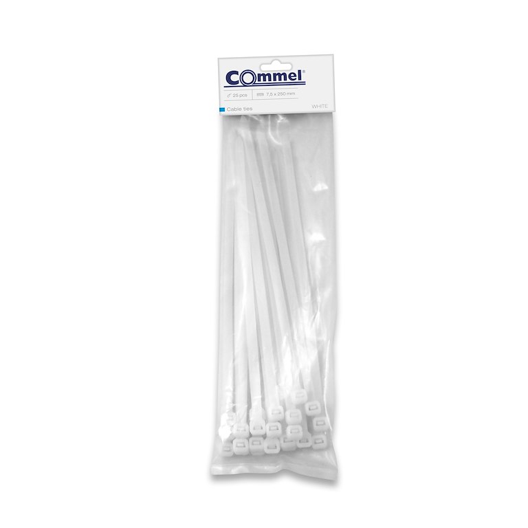 Commel PVC Vezice 7,5mm X 250mm Bela, 25 Kom – C 365-131