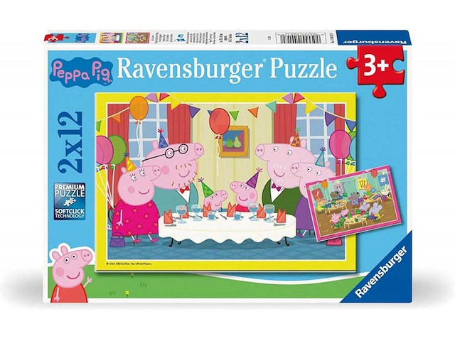 Puzzle za decu 2x12 delova Pepa Prase - Vreme je za zabavu Ravensburger 12004018