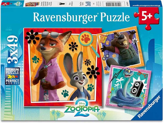 3u1 Puzzle za decu 3x49 delova Zootopia 2 Nova misija Ravensburger 12004369