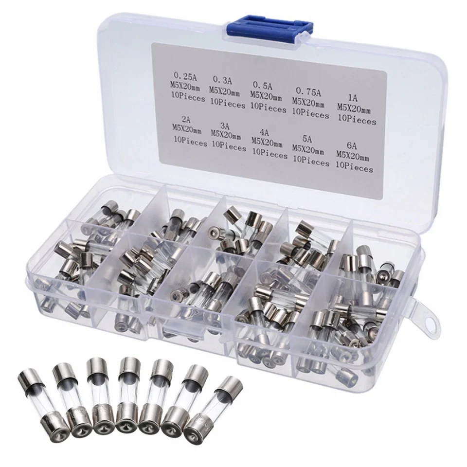 Set staklenih osigurača 5x20mm 100 komada (0.25A - 6A)